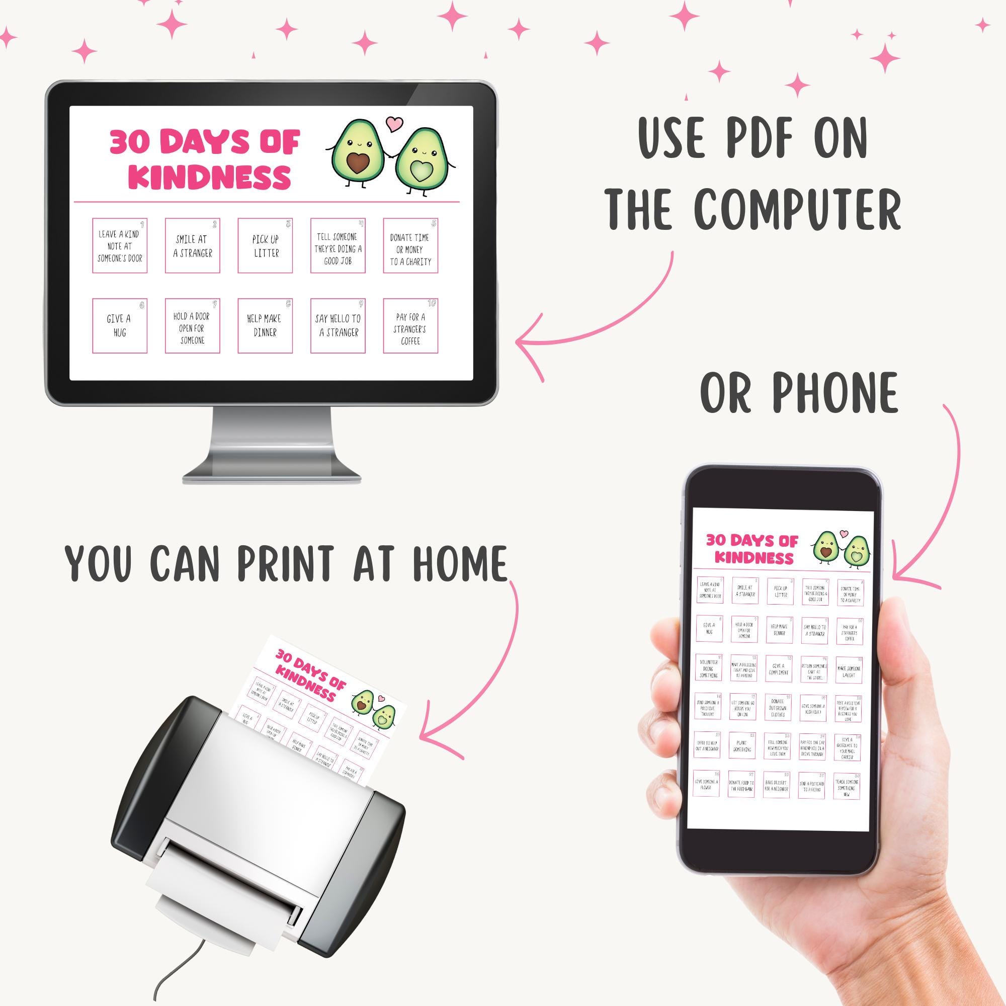 30 Days of Kindness Challenge | 30 Day Challenge Printable | Digital ...