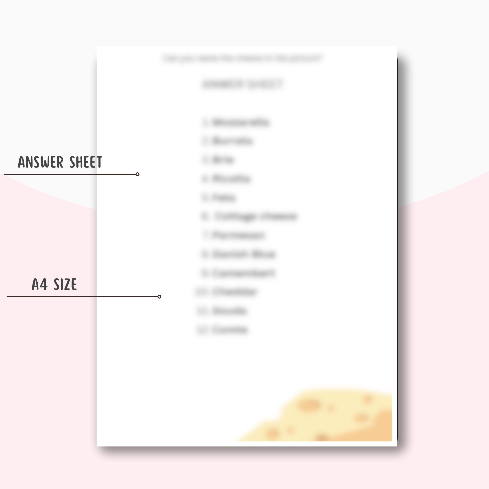 Name That Cheese, Fun Printable Cheese Quiz, Digital Download, Guessing ...