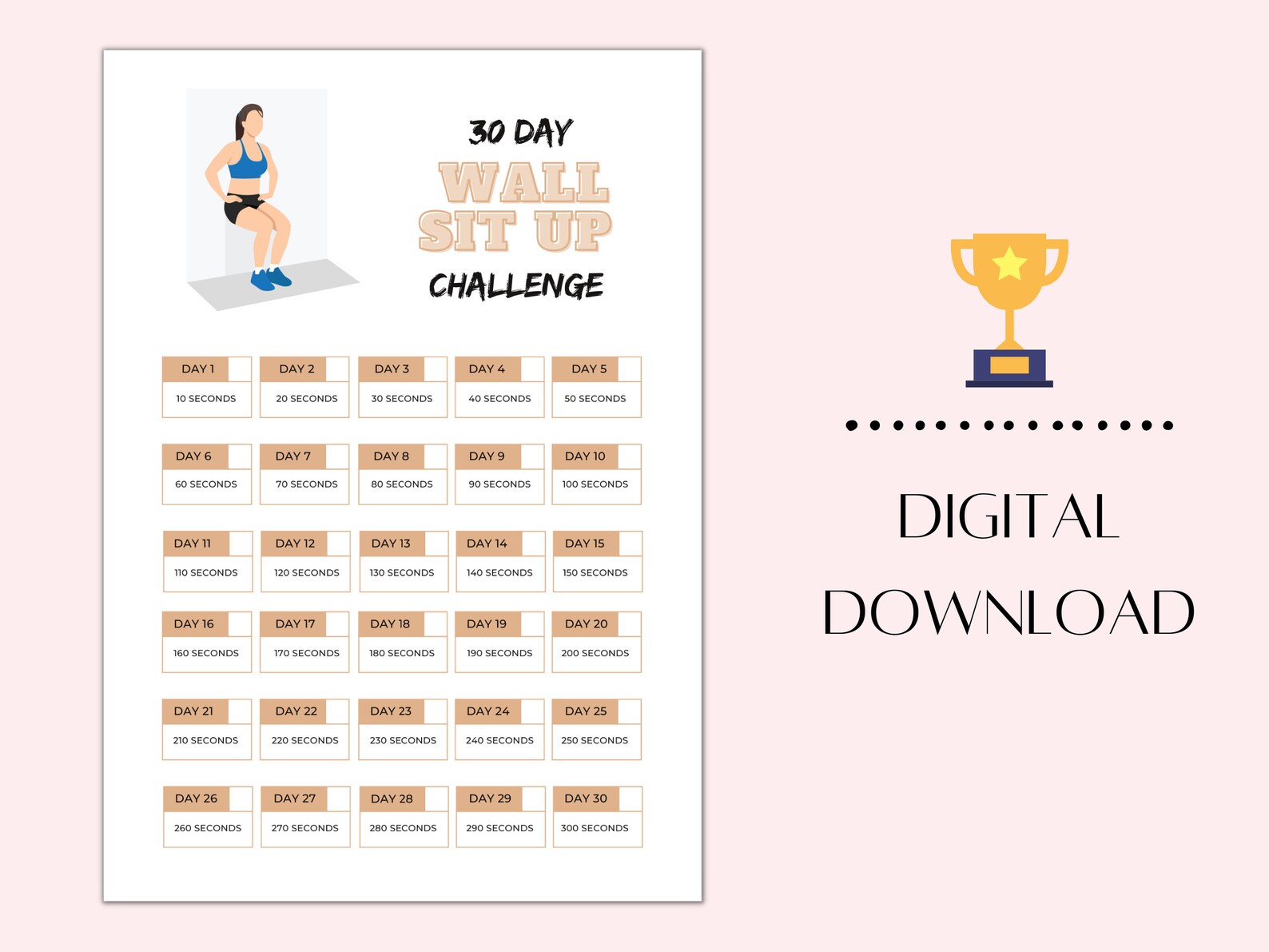 30 Day Sit up Challenge PDF Digital Download 30 Day Fitness Challenge ...