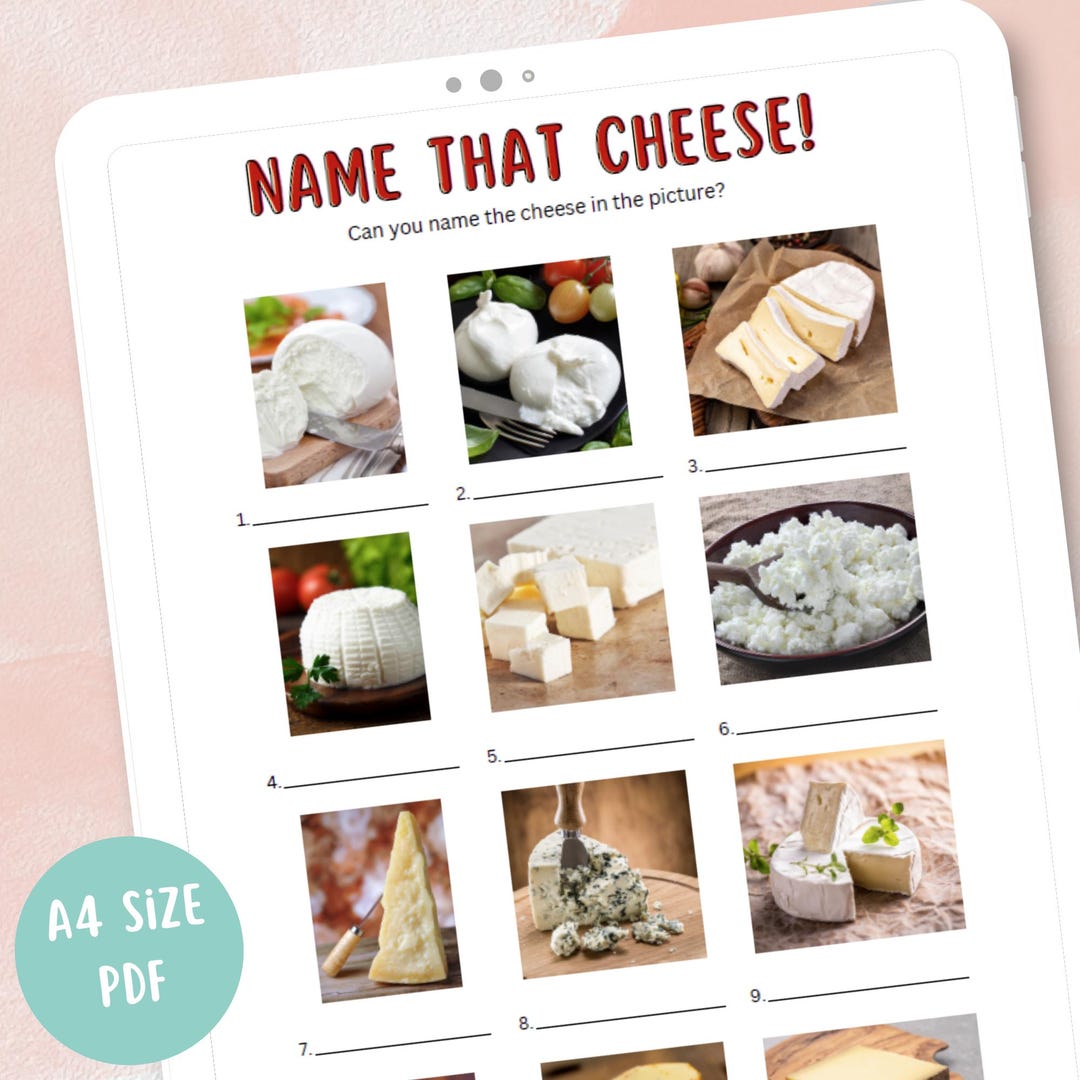 Name That Cheese, Fun Printable Cheese Quiz, Digital Download, Guessing ...