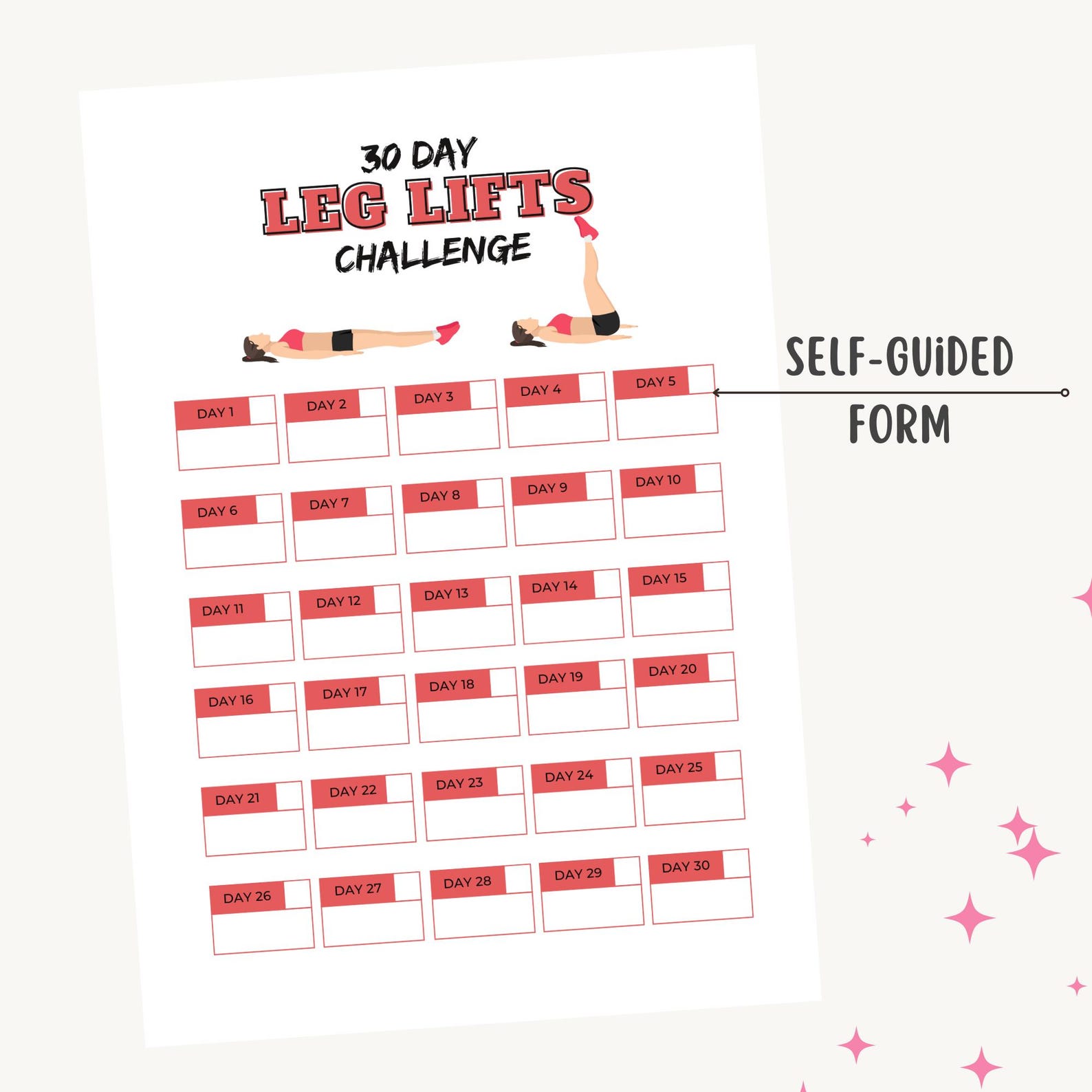 30-day Leg Lifts Challenge: Printable PDF Workout Plan for Toned Legs ...