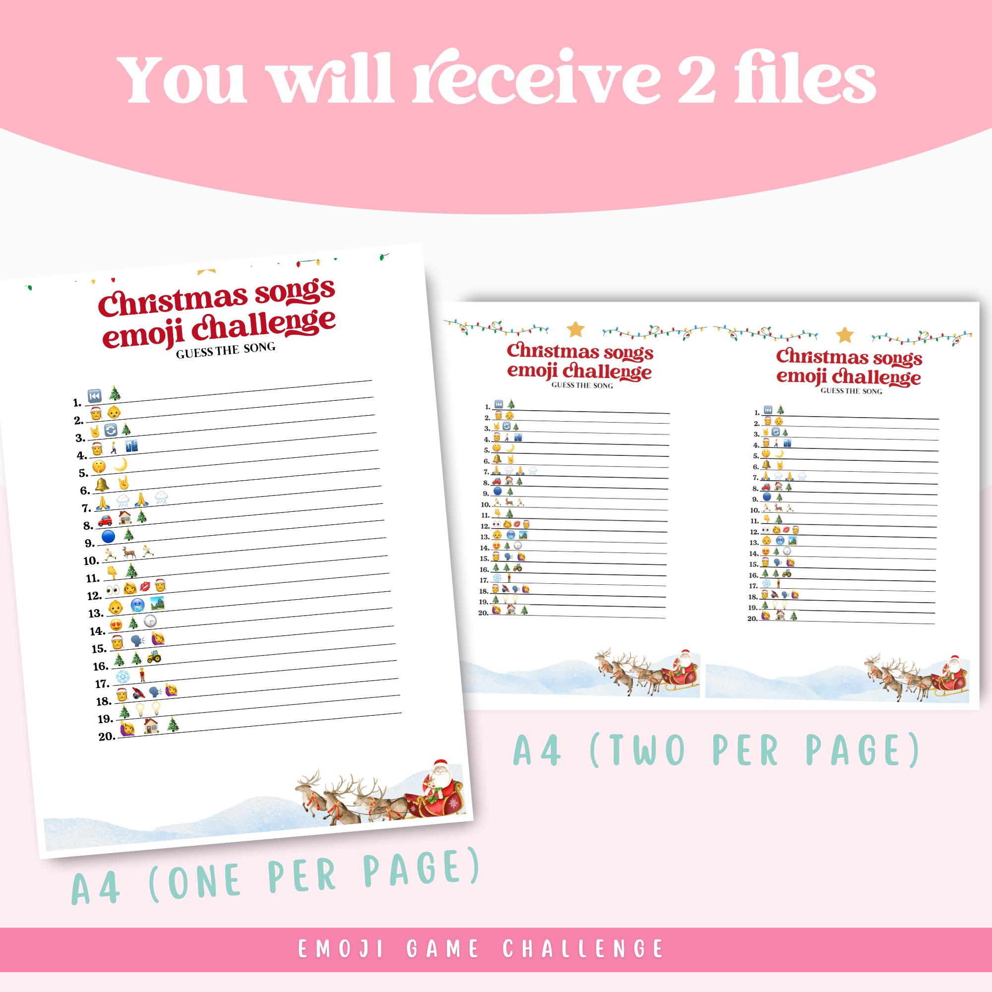 Printable Christmas Emoji Challenge, Guess 20 Christmas Songs by Emoji ...