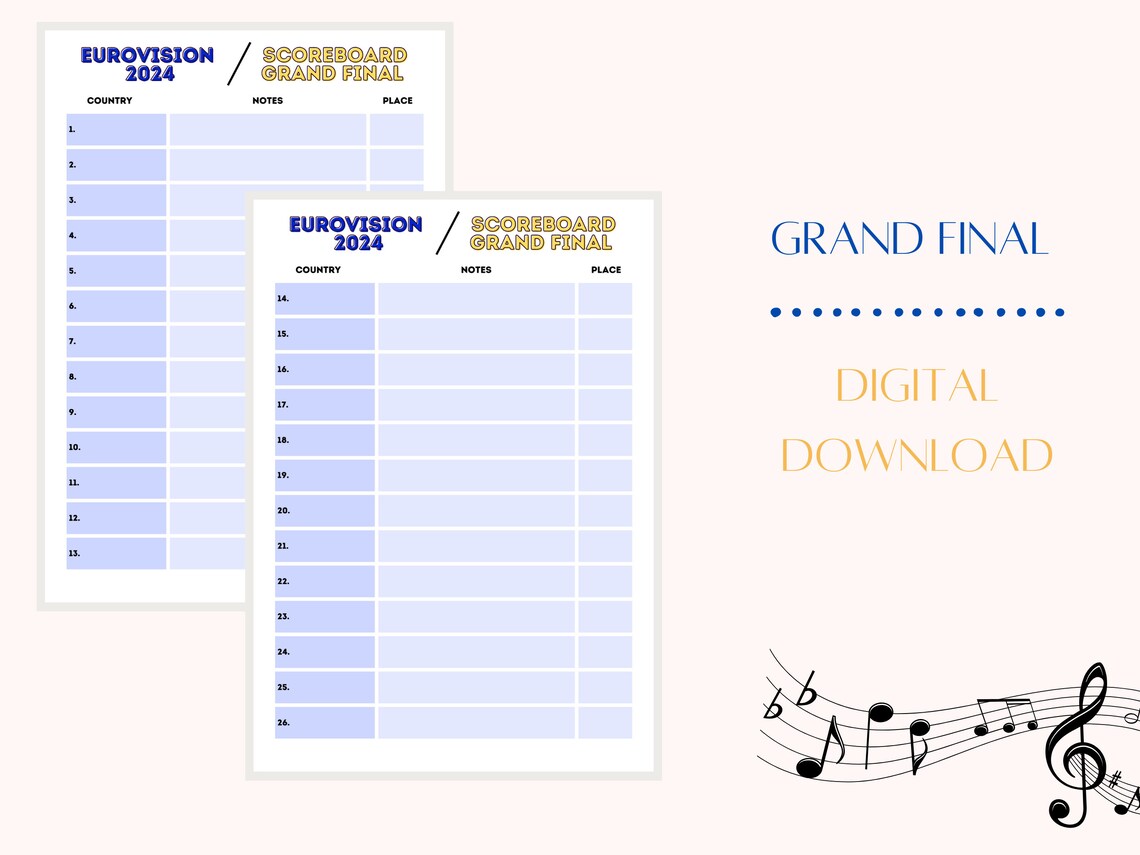 Eurovision Scoreboard Printable Score Sheets Eurovision Party ...