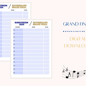 Eurovision Scoreboard Printable Score Sheets Eurovision Party ...