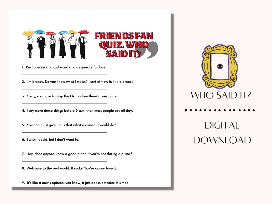 Friends Printable Game Pack - Test Your Knowledge of the Beloved TV ...