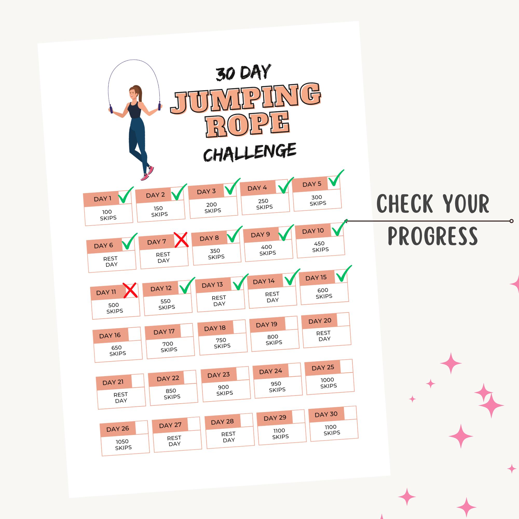 30 Day Jumping Rope Challenge | 30 Day Challenge Printable | Digital ...