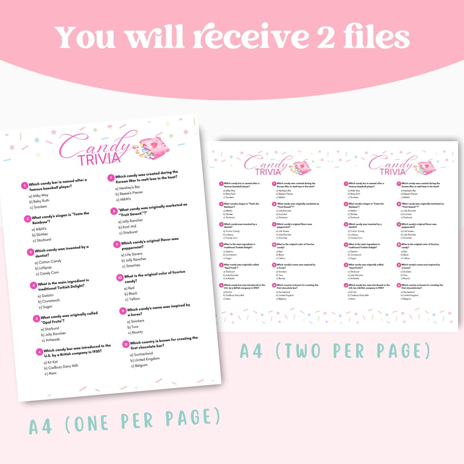 Printable Candy Trivia Game, Fun & Engaging 12 Multiple-choice ...
