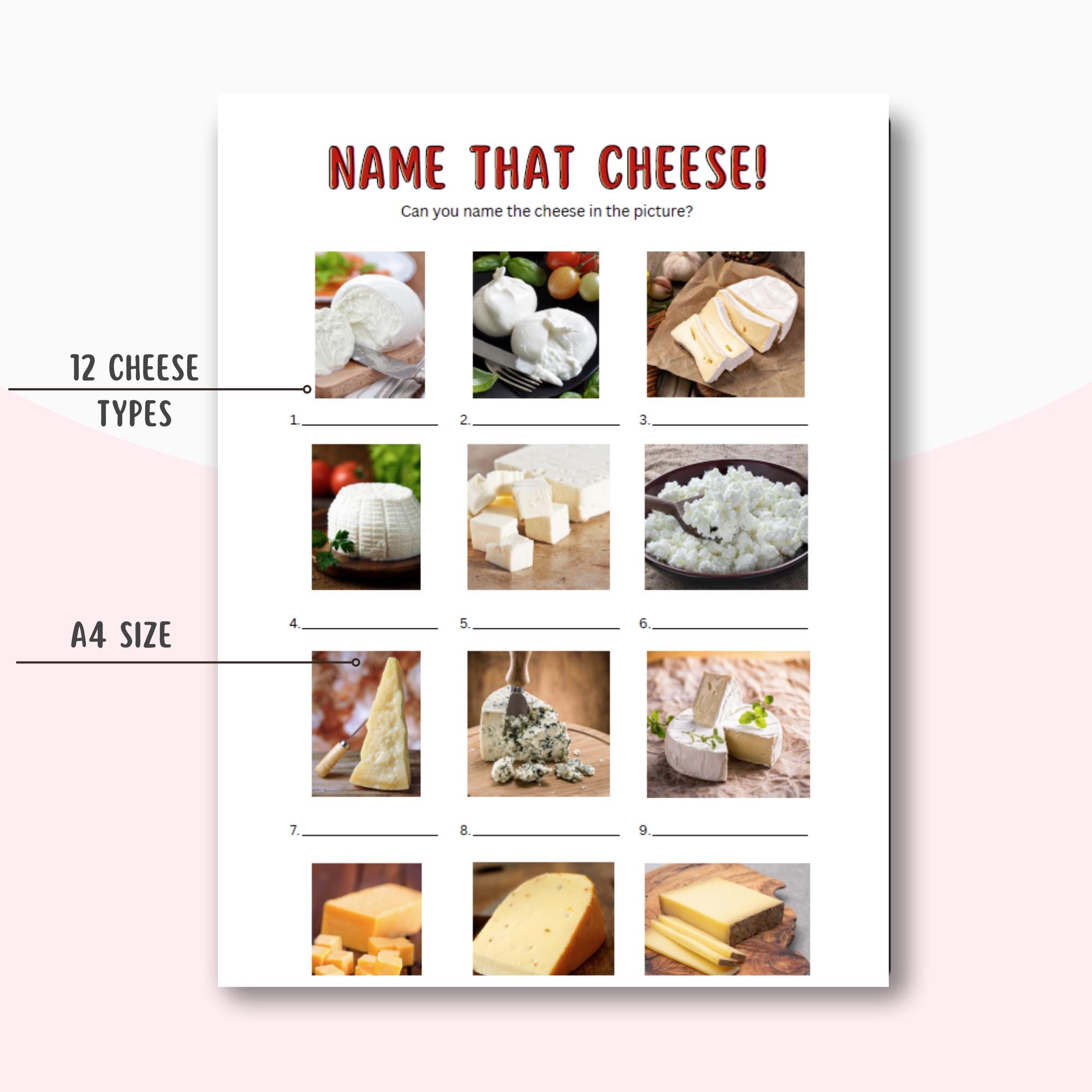 Name That Cheese, Fun Printable Cheese Quiz, Digital Download, Guessing ...