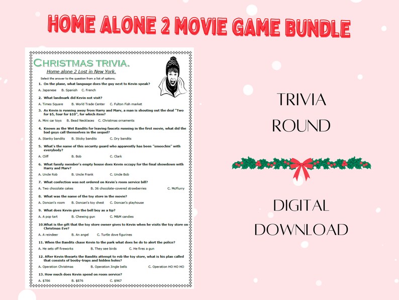 Printable Home Alone 2 Trivia Game Christmas Party Games - Etsy