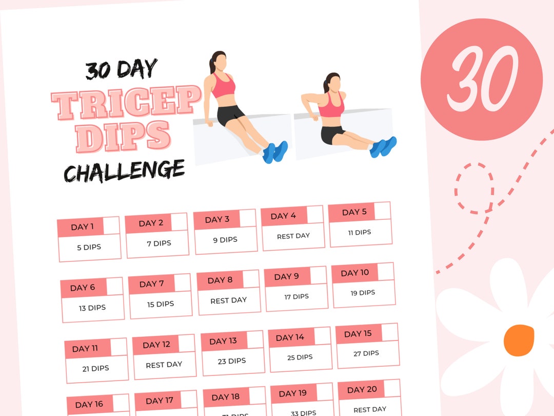 30-day Tricep Dips Challenge Printable PDF Workout Plan - Etsy