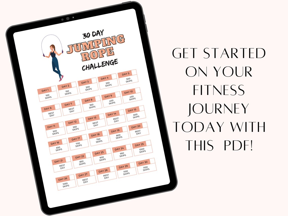30 Day Jumping Rope Challenge 30 Day Challenge Printable Digital ...