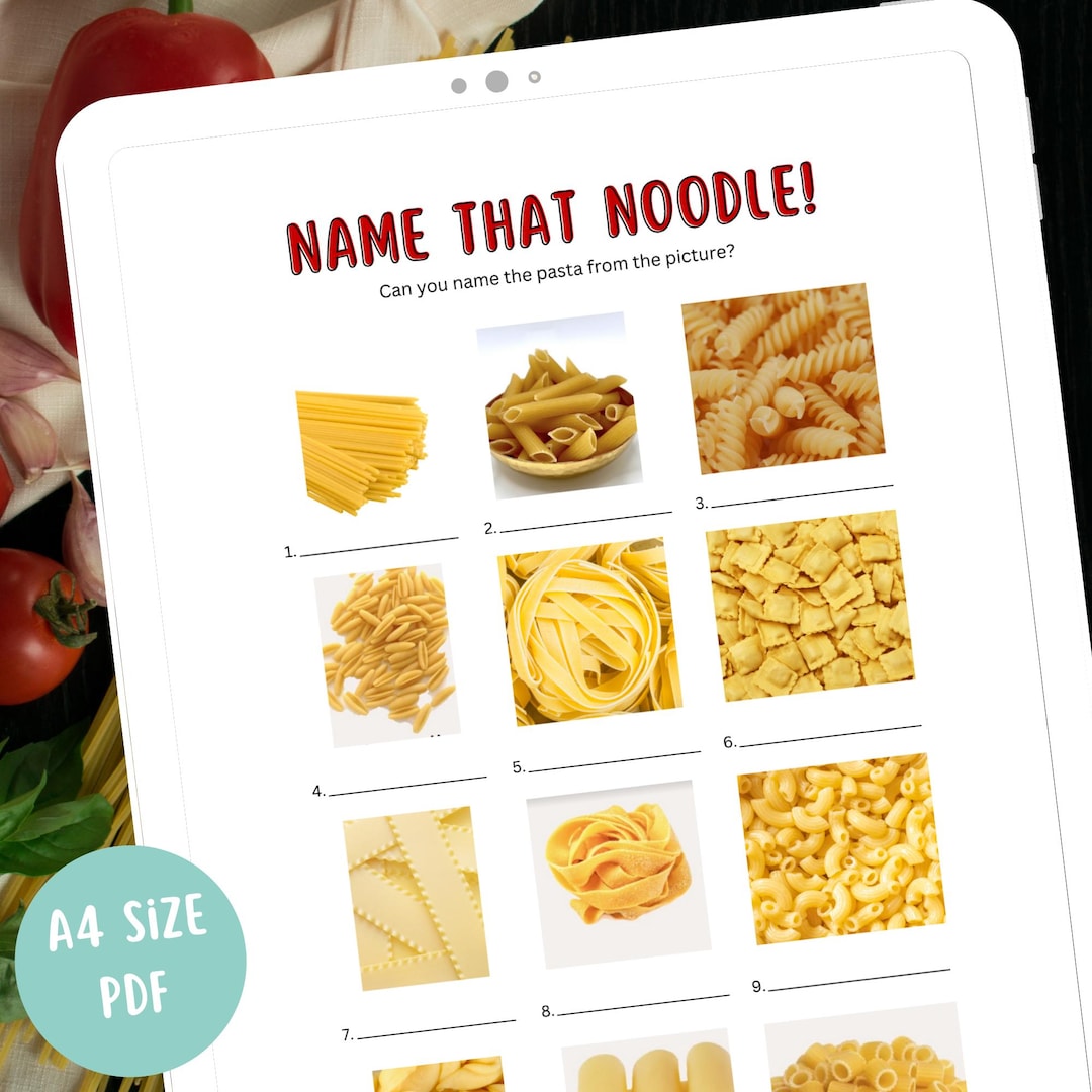 Name That Noodle Quiz, Digital Download, Fun Pasta Guessing Game ...