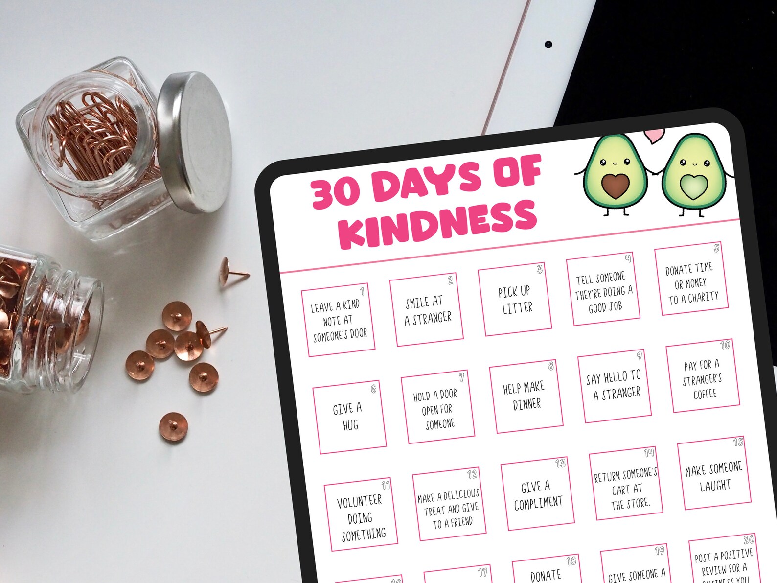 30 Days of Kindness Challenge 30 Day Challenge Printable Digital ...