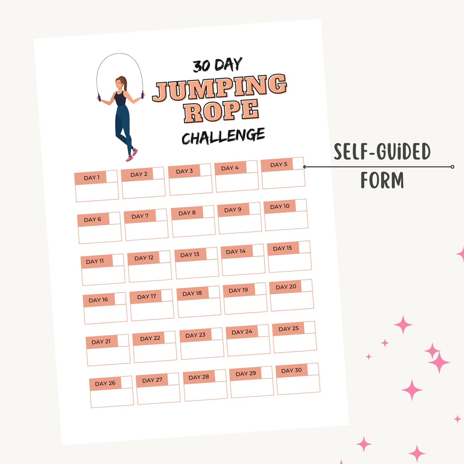 30 Day Jumping Rope Challenge | 30 Day Challenge Printable | Digital ...