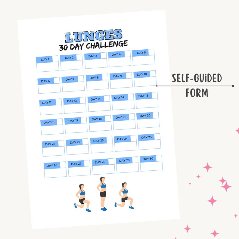Printable Lunges Challenge - 30 Day Fitness Plan for Stronger Legs | 30 ...