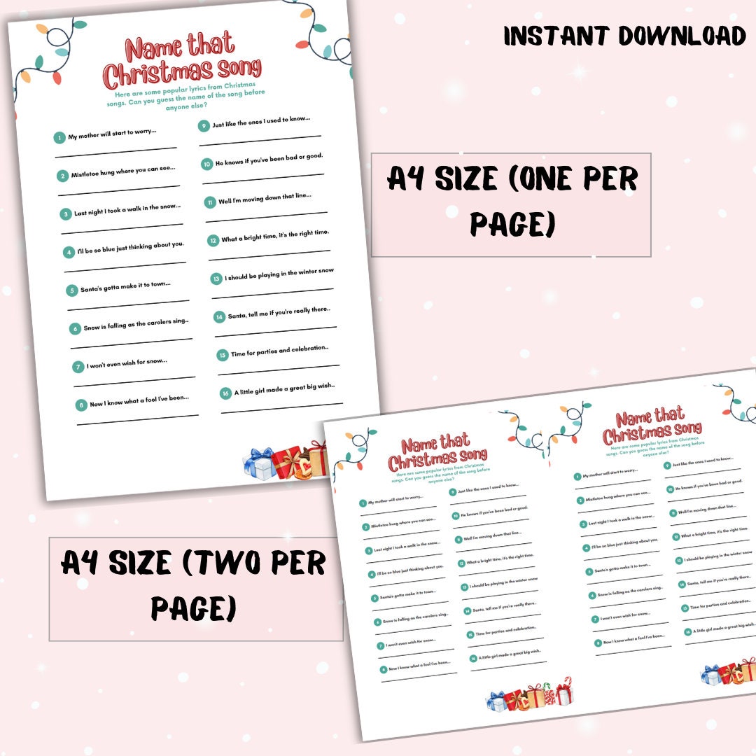 Guess the Name of the Song Challenge: Printable Game With Popular ...