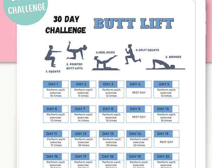 30-day Glute Bridge Exercise Challenge for a Stronger, Lifted Butt ...