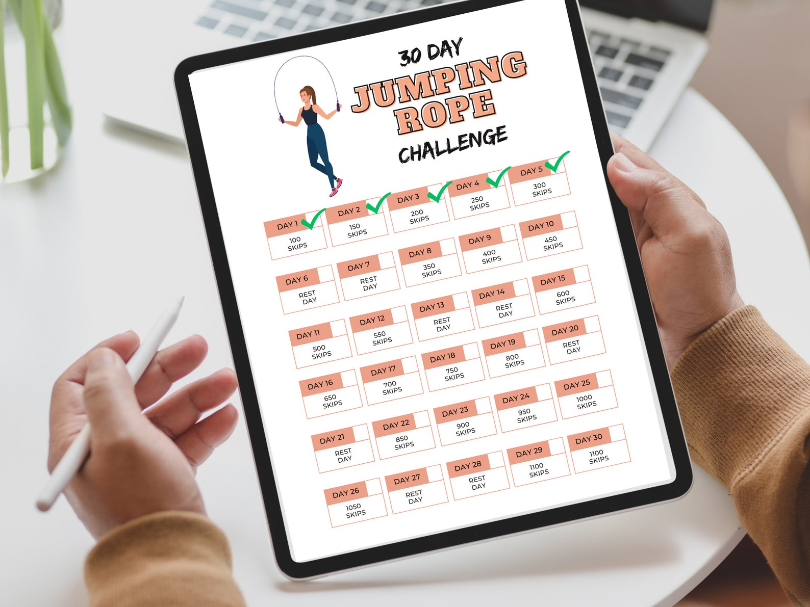 30 Day Jumping Rope Challenge 30 Day Challenge Printable Digital ...