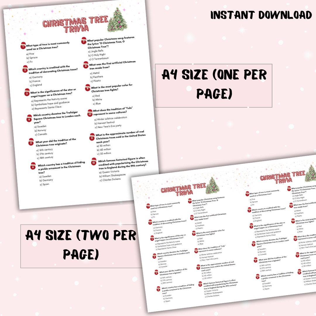 Test Your Holiday Knowledge: Printable Christmas Tree Trivia Game ...