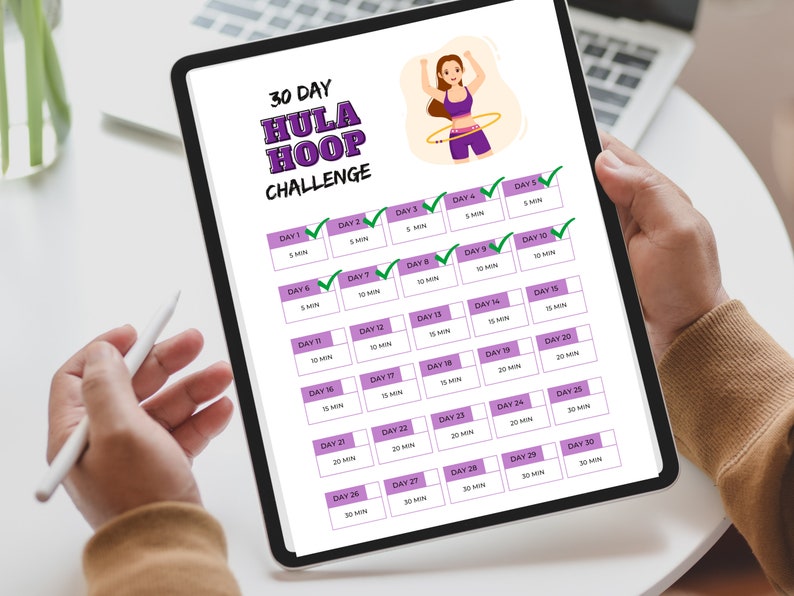 30-day Hula Hoop Challenge Printable PDF Workout Plan Transform Your ...