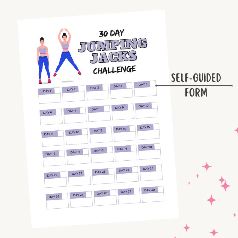 Jumping Jacks 30 Day Challenge | 30 Day Challenge Printable | 30 Day ...