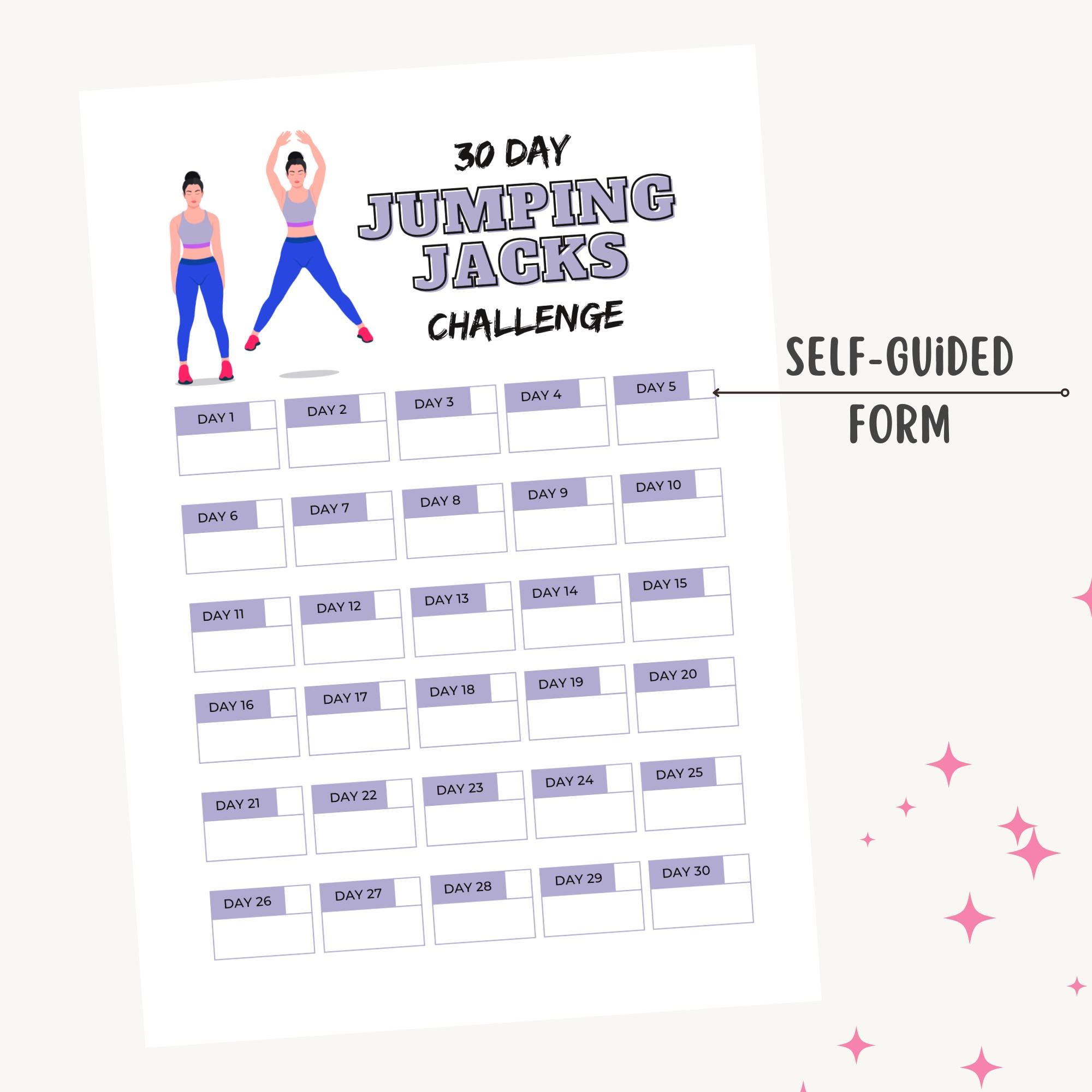 Jumping Jacks 30 Day Challenge | 30 Day Challenge Printable | 30 Day ...