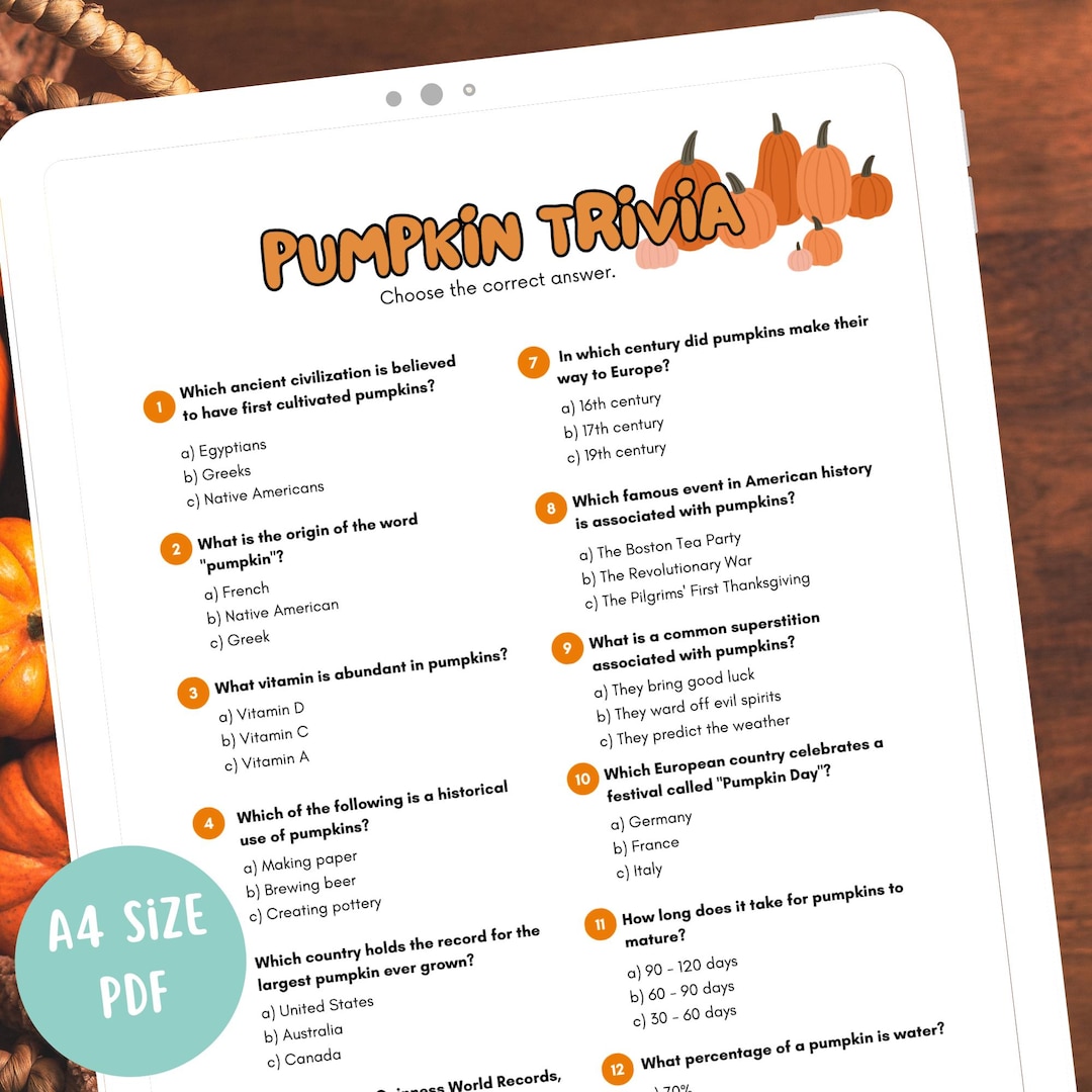 Fall Fun: Printable Pumpkin-themed Quiz for Cozy Family Evenings ...