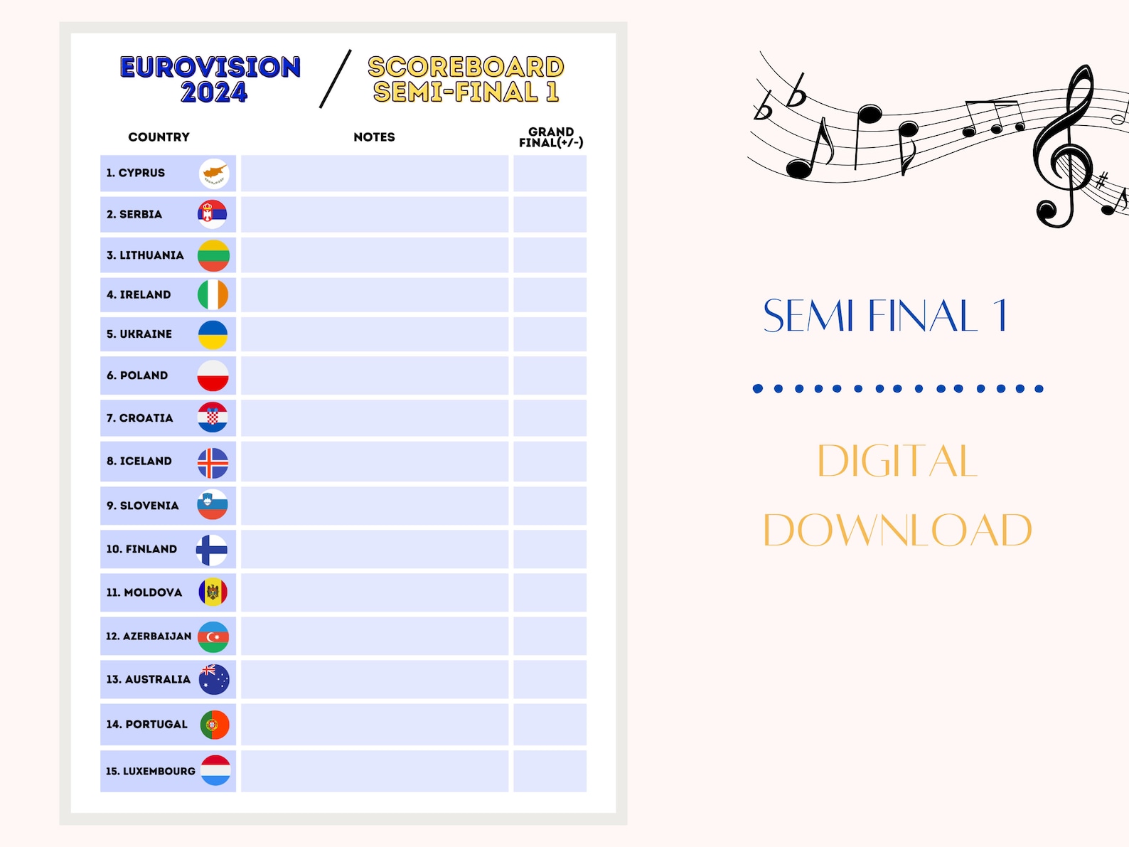 Eurovision Scoreboard Printable Score Sheets Eurovision Party ...