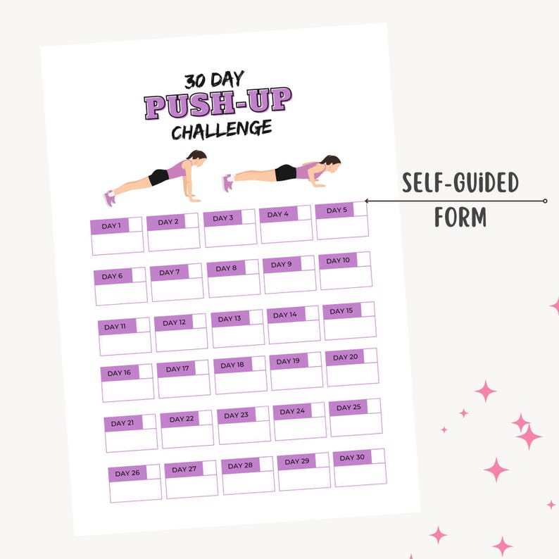 30 Day Push up Challenge | 30 Day Challenge Printable | Digital ...