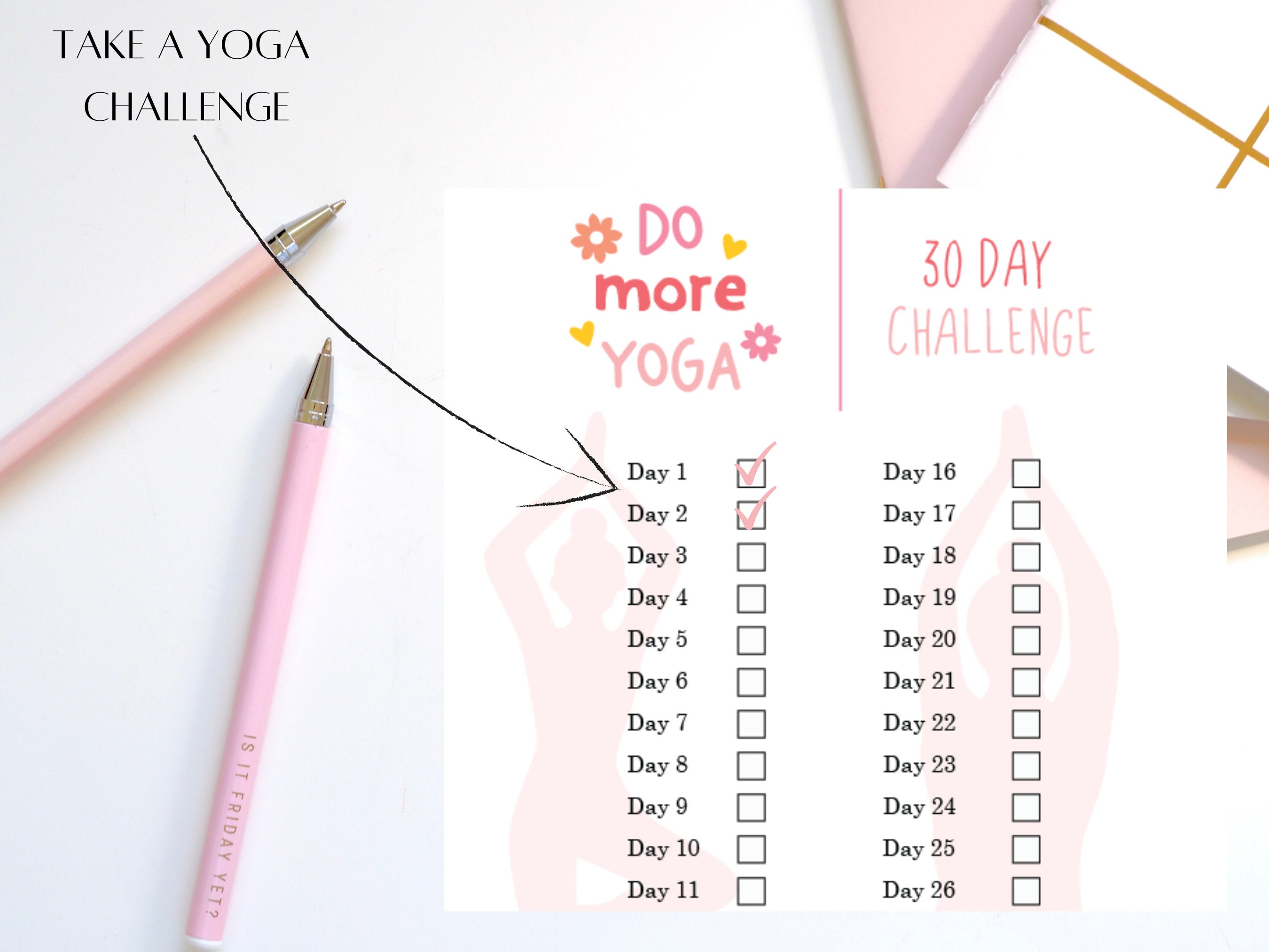 30 Day Yoga Challenge 30 Day Challenge Printable Digital Download Yoga ...