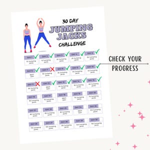 Jumping Jacks 30 Day Challenge | 30 Day Challenge Printable | 30 Day ...