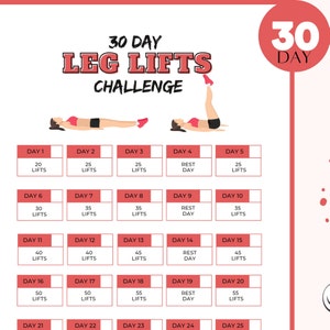 30-day Leg Lifts Challenge: Printable PDF Workout Plan for Toned Legs ...