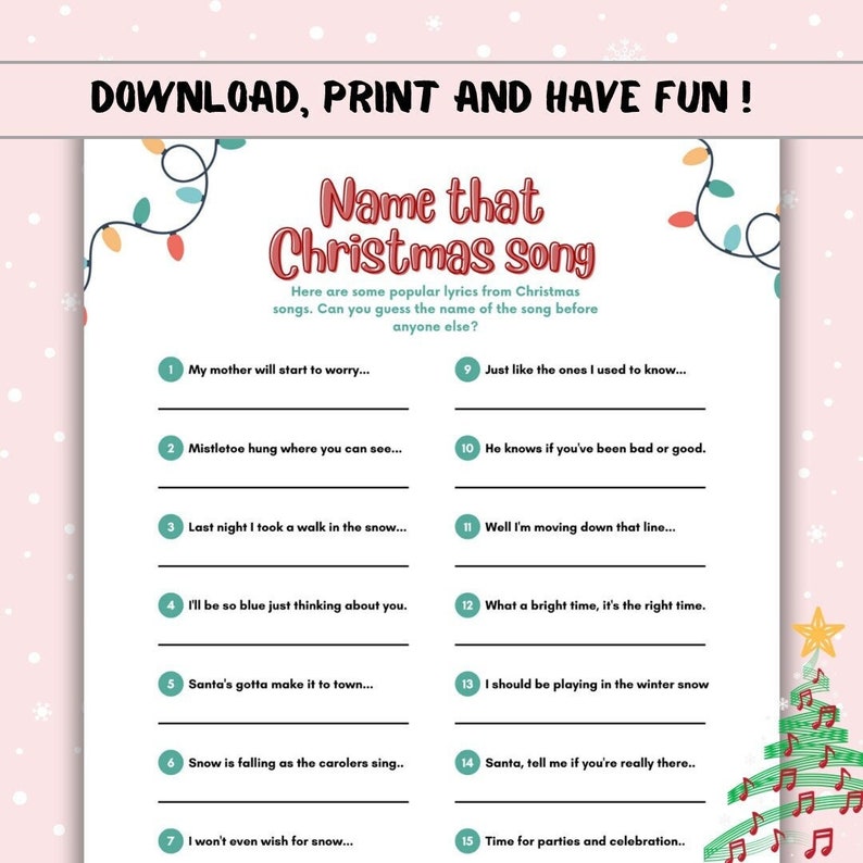 Guess the Name of the Song Challenge: Printable Game With Popular ...