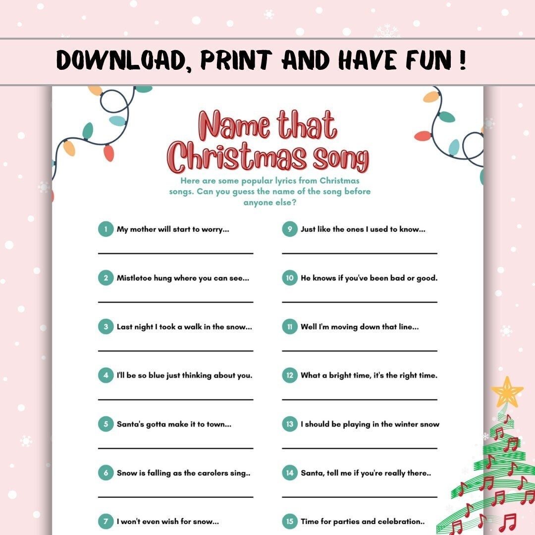 Guess the Name of the Song Challenge: Printable Game With Popular ...