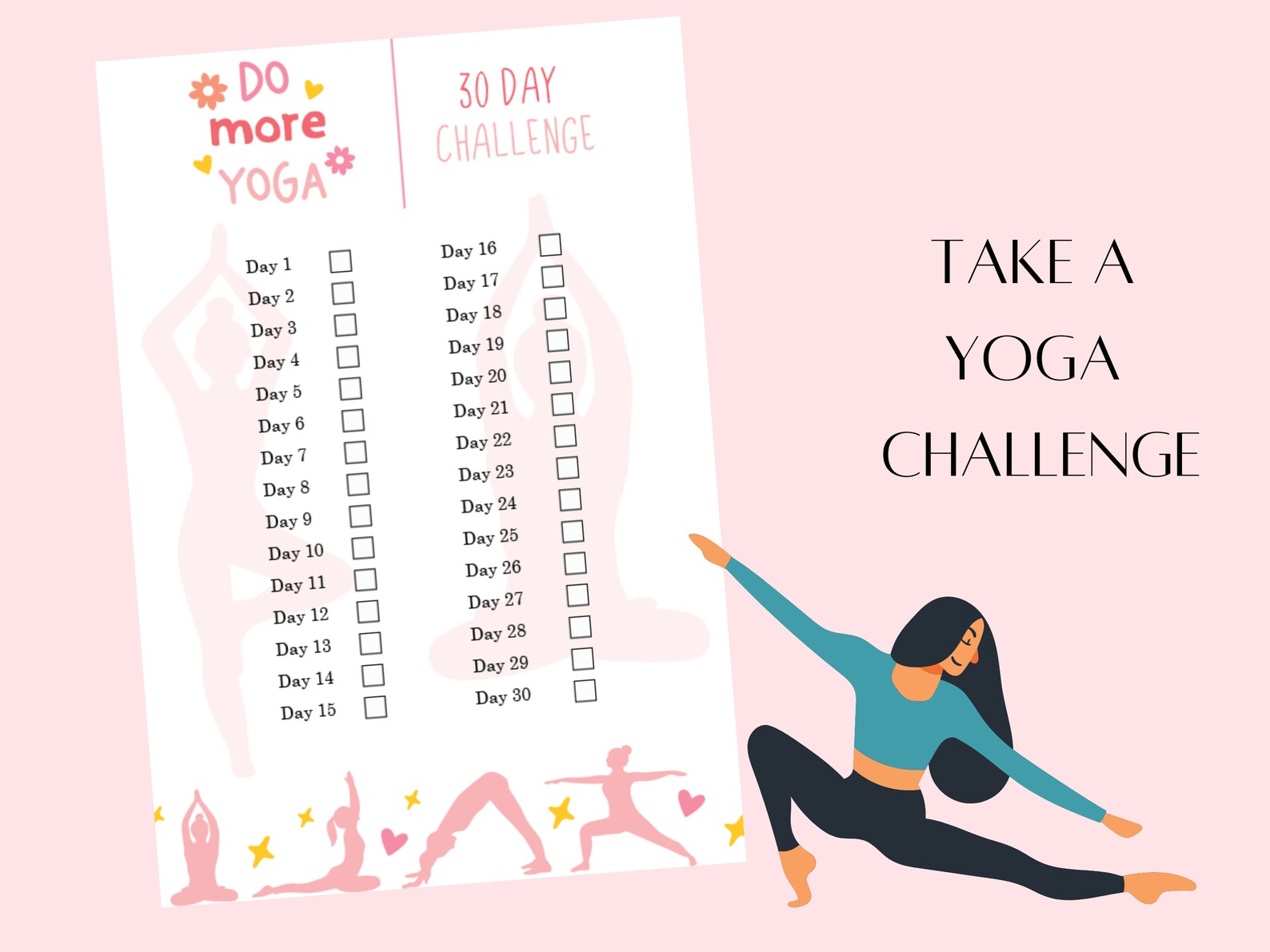 30 Day Yoga Challenge 30 Day Challenge Printable Digital - Etsy