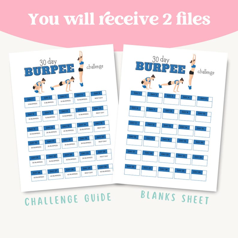 30 Day Challenge | Digital Download | Fitness Exercises Challenge ...