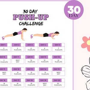 30 Day Push up Challenge 30 Day Challenge Printable - Etsy