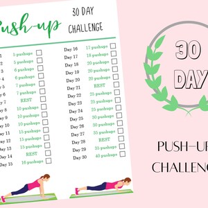 30 Day Push up Challenge 30 Day Challenge Printable - Etsy
