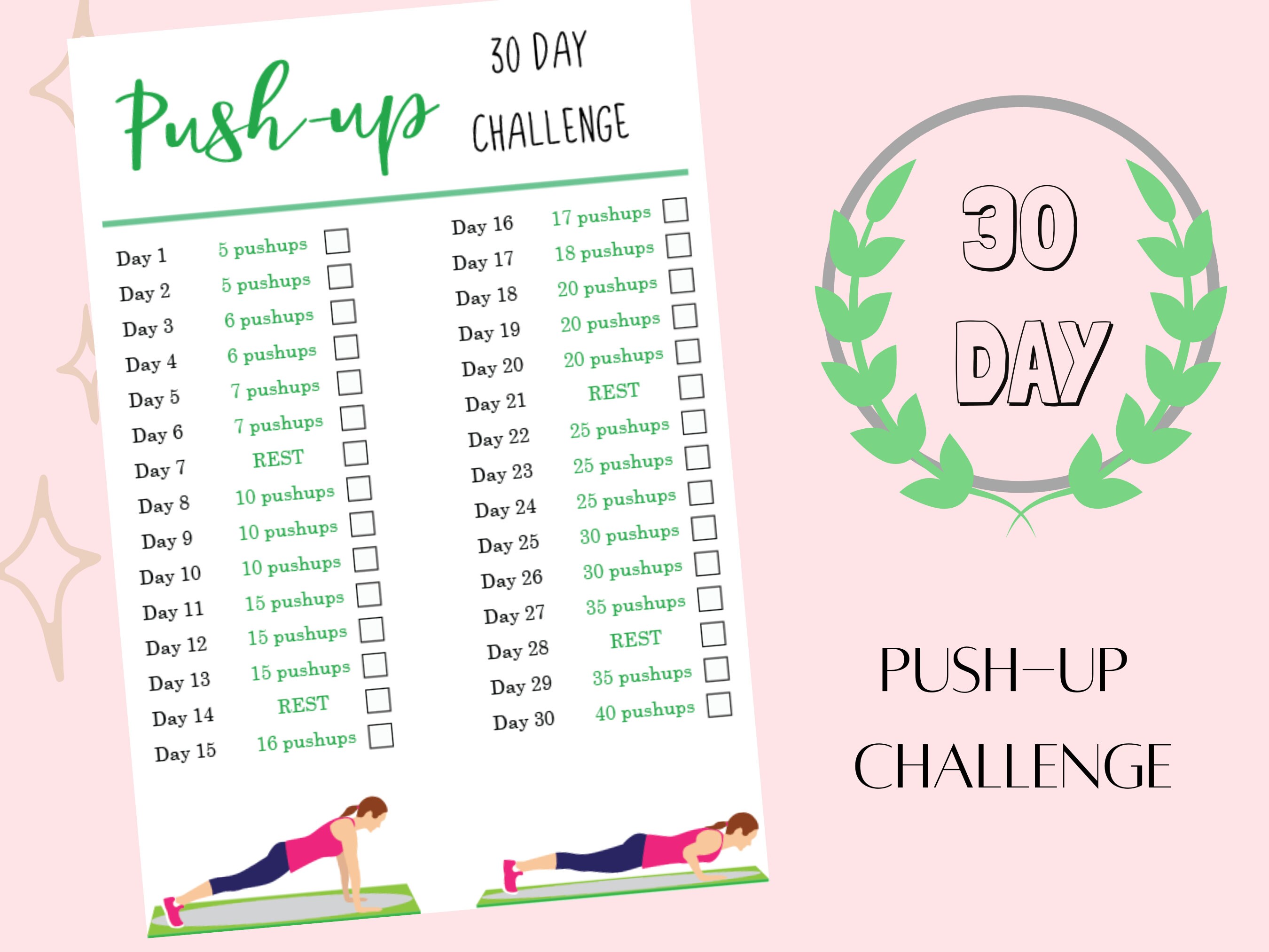 30 Day Push Up Challenge Printable Pdf Wall Push Ups, Push Up Challenge ...