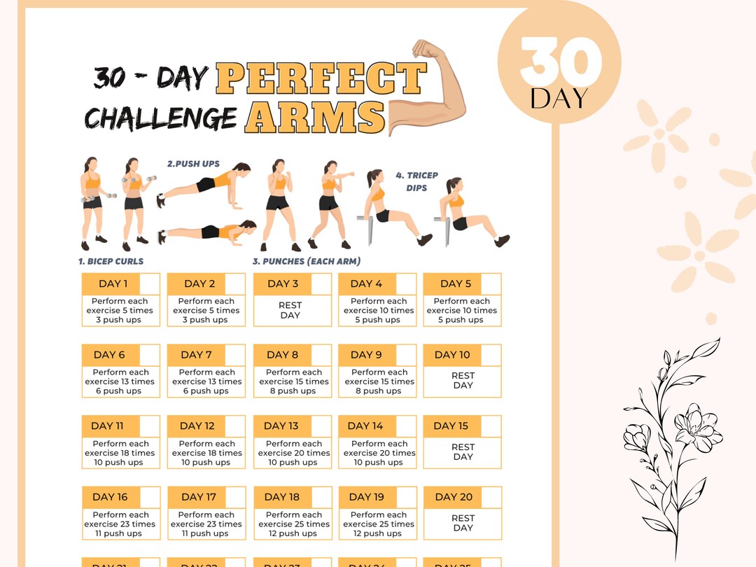 30-day Easy Level Arm Challenge Printable PDF Printable Arm - Etsy