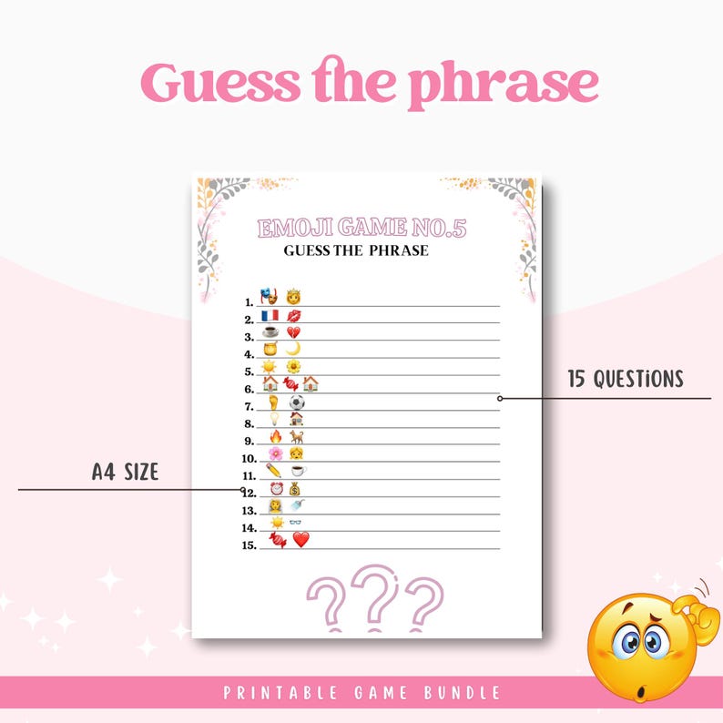Guess the EMOJI Game | Printable 5 Game - 75 Questions | Team Building ...