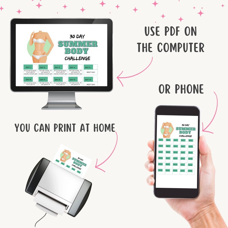 30-day Summer Body Challenge - Printable PDF Workout Plan | Lose Belly ...