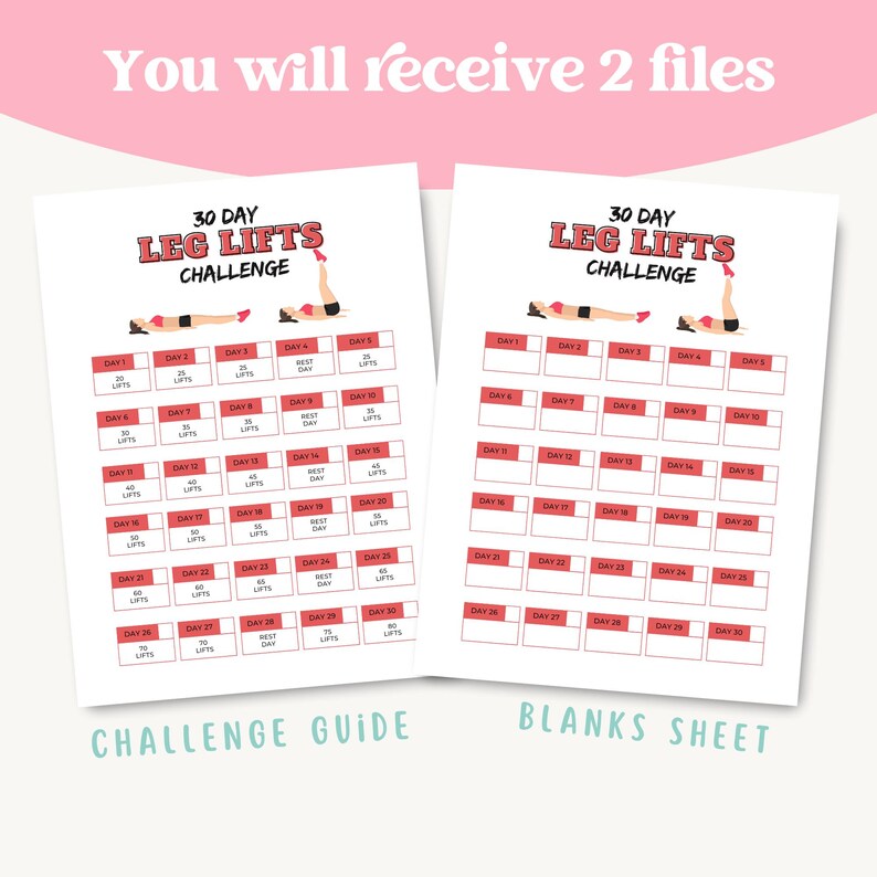 30-day Leg Lifts Challenge: Printable PDF Workout Plan for Toned Legs ...