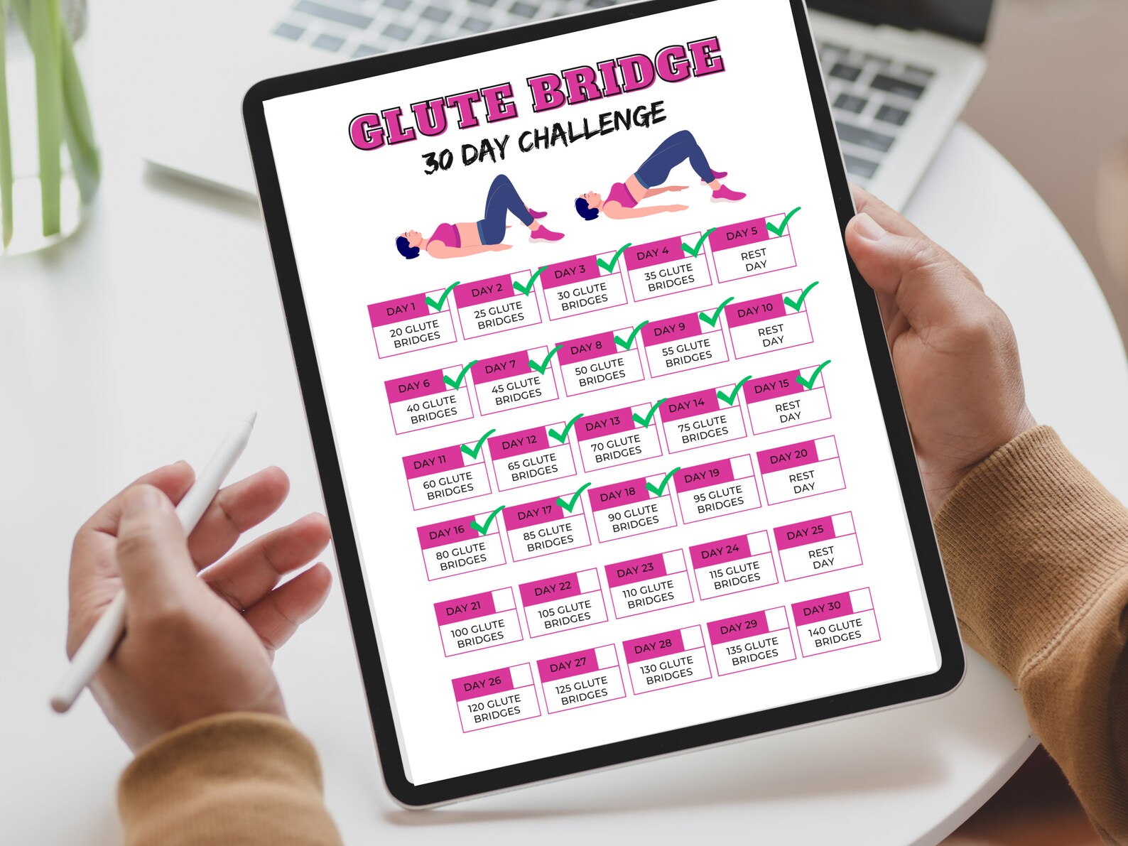 30-day Glute Bridge Exercise Challenge for a Stronger, Lifted Butt Tone ...