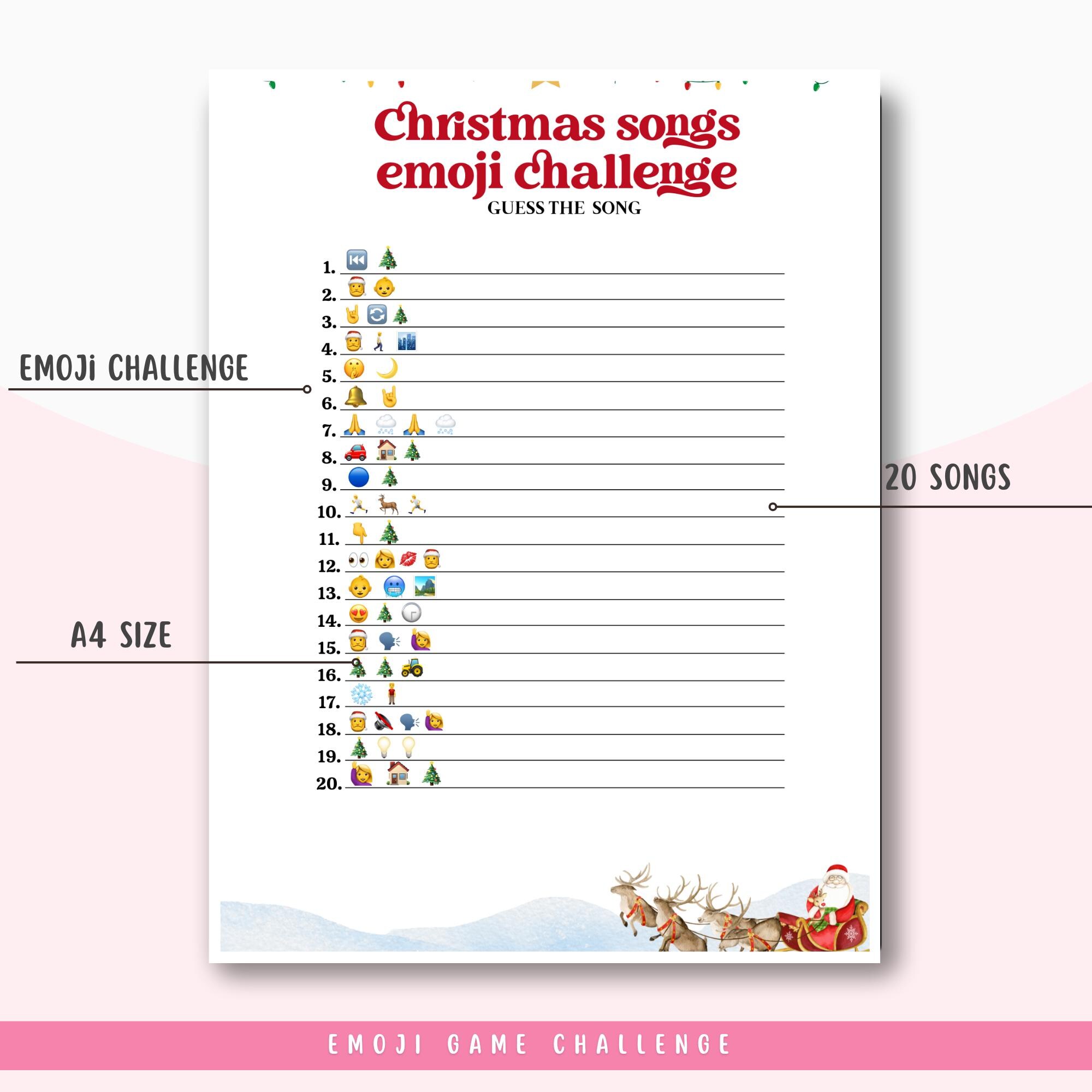Printable Christmas Emoji Challenge, Guess 20 Christmas Songs by Emoji ...
