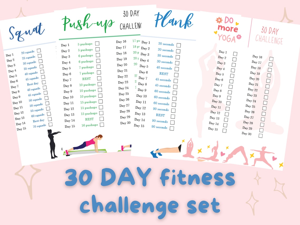 30 Day Challenge Digital Download Fitness Exercises - Etsy