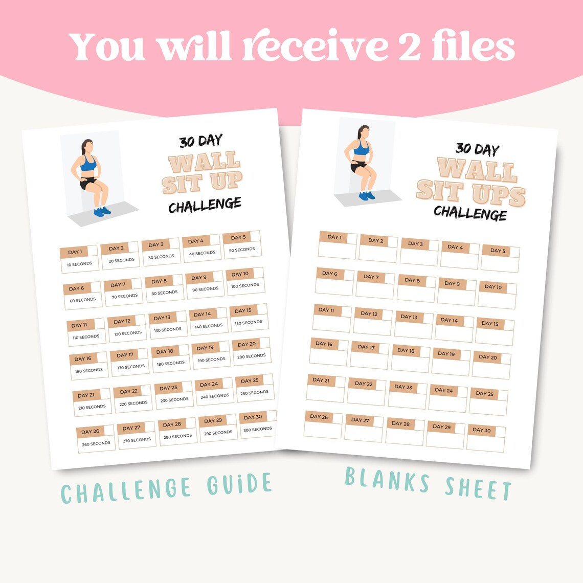 30 Day Sit up Challenge PDF | Digital Download | 30 Day Fitness ...
