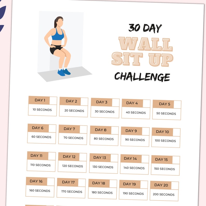30 Day Sit up Challenge PDF Digital Download 30 Day Fitness Challenge ...