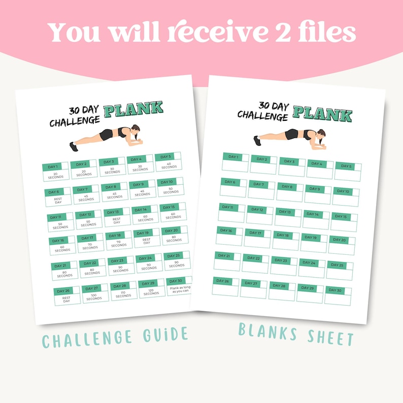 30 Day Plank Challenge | 30 Day Challenge Printable | Digital Download ...