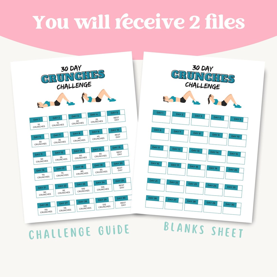 30-day Crunches Challenge - Printable PDF Workout Plan | Printable ...